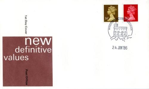 1986 24th June 26p,34p post office cover
