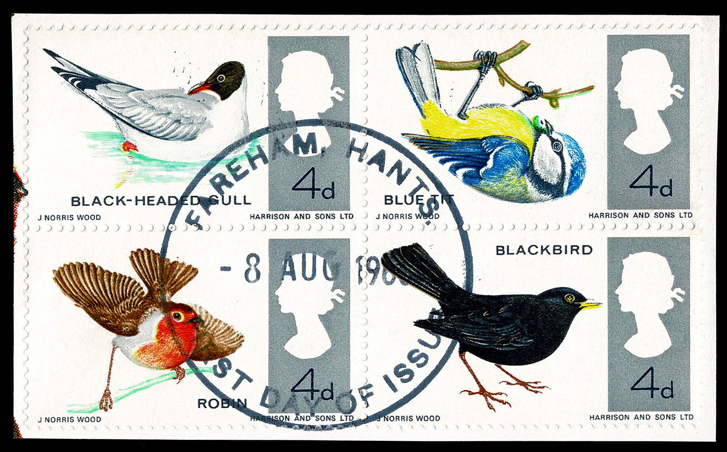SG696a British Birds Block of 4 - Unlisted Flaws, Multiple Minor Colour ...