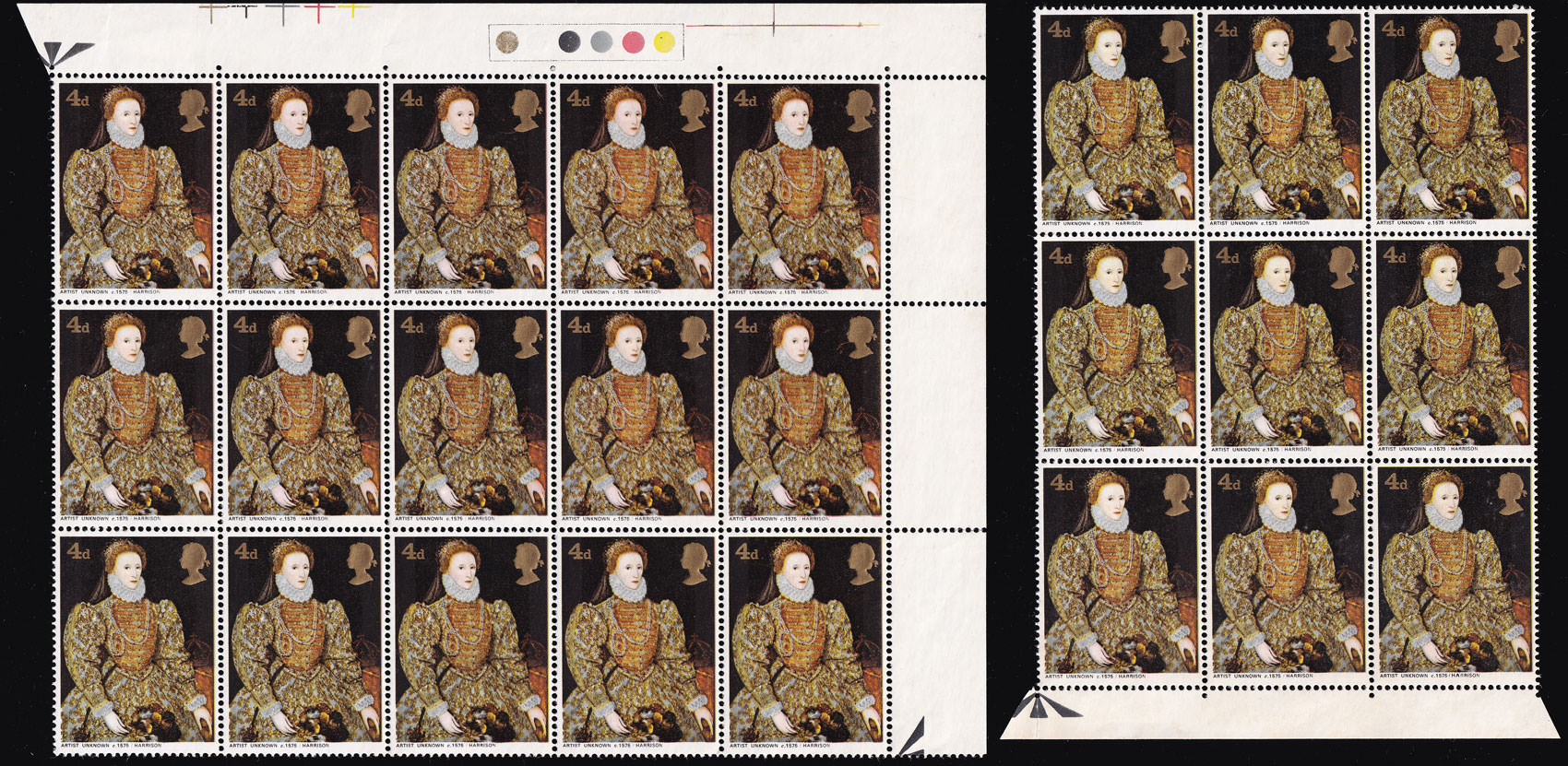 1968 Queen Elizabeth Painting - 2 blocks with Listed Flaw W138f ...