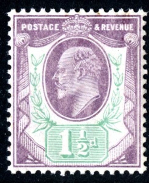 SG223 1½d Pale Dull Purple & Green (Chalk Paper)