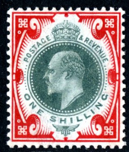 SG259 1s Dull Green & Scarlet (Chalk Paper)